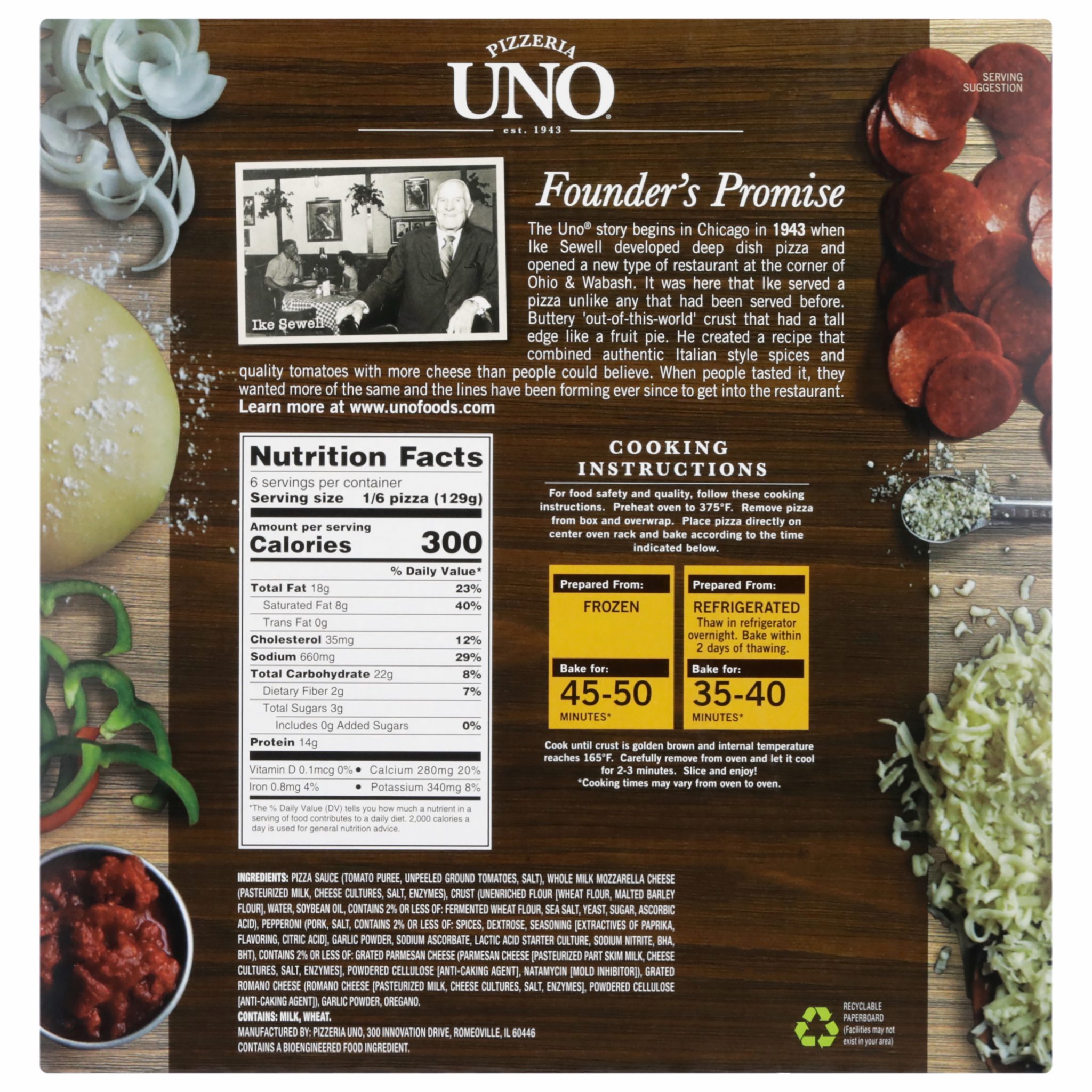 Uno 9” Chicago Style Deep Dish Pepperoni Pizza | Pizzeria Uno Foods