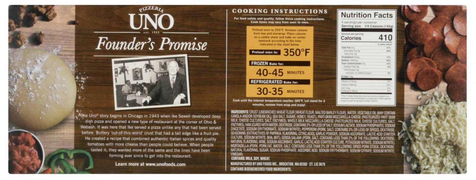 Uno Italian Style Meat Calzone | Pizzeria Uno Foods