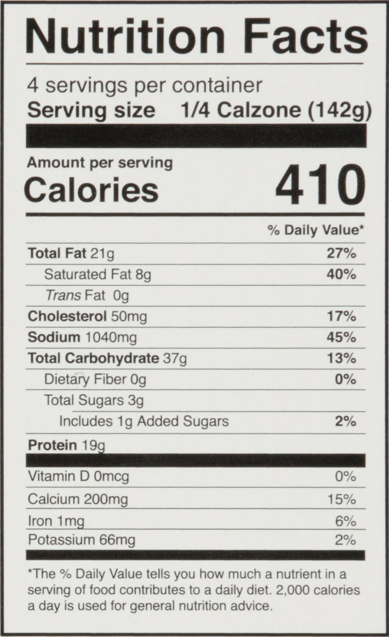 Uno Italian Style Meat Calzone | Pizzeria Uno Foods