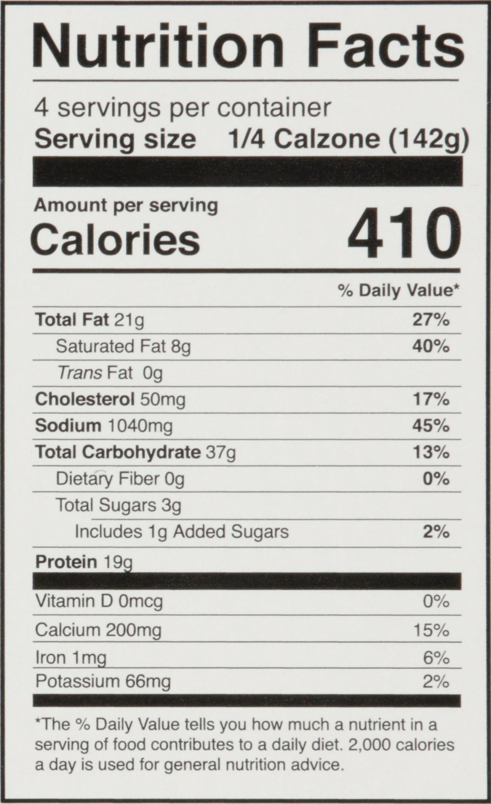 Uno Italian Style Meat Calzone | Pizzeria Uno Foods