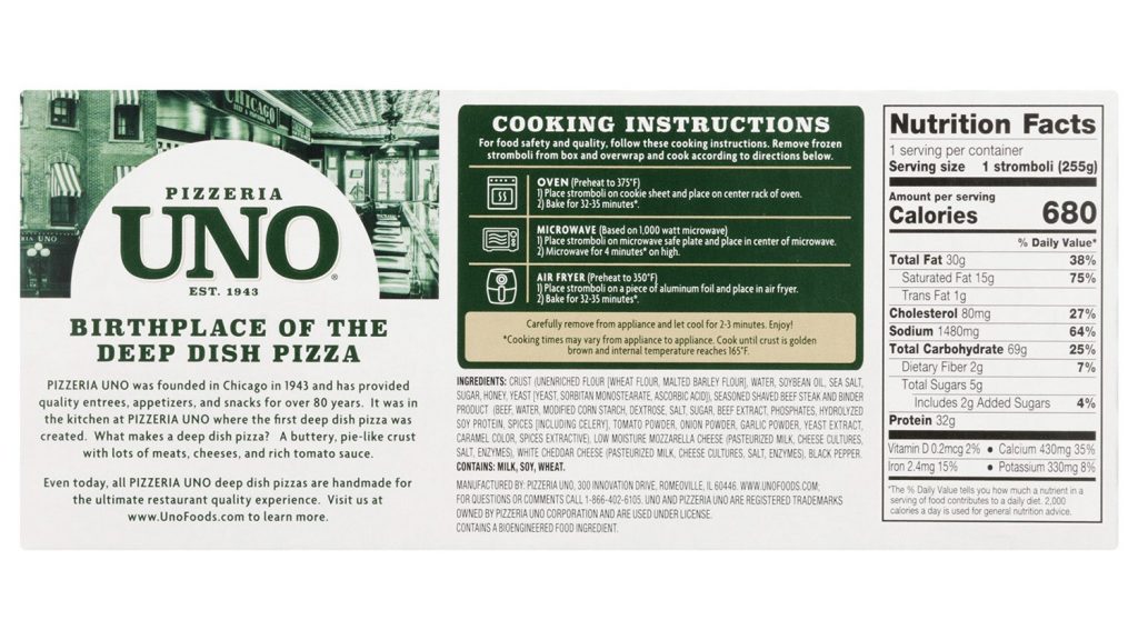 Uno Steak & Cheese Stromboli | Pizzeria Uno Foods